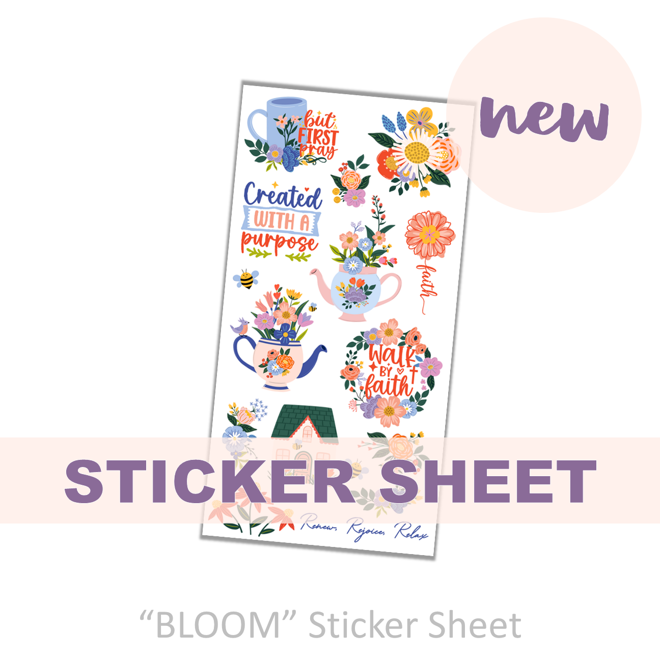 Planner Sticker Sheet - Bloom Stickers - Prayerful Planner